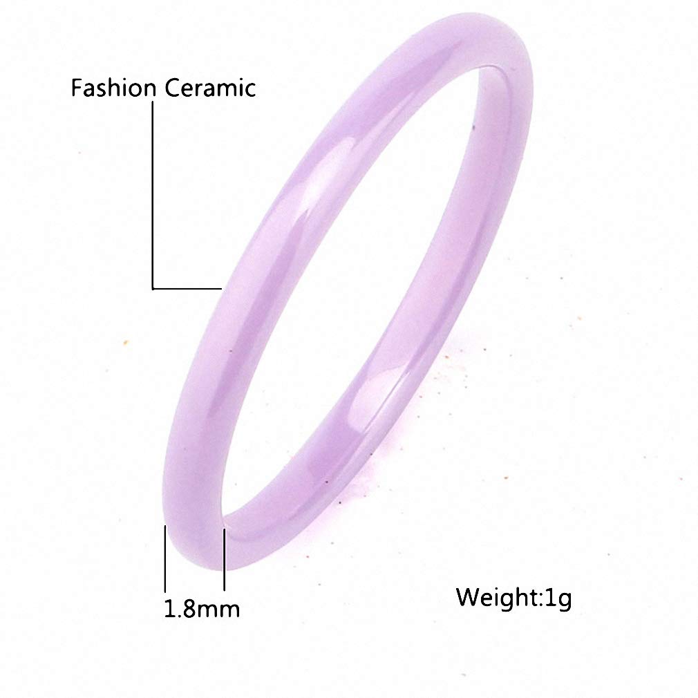 Womens Mens Ring Hot 2mm Light Pink Black White Blue Purple Beautiful Smooth Ceramic Ring for Women Modern Wedding Russian Ring Jewelry