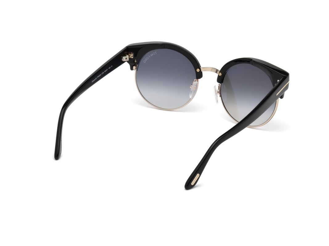 Tom Ford FT0608 Round Alissa-02 Sunglasses TF608 (01B Black/Gold, Gray Gradient)
