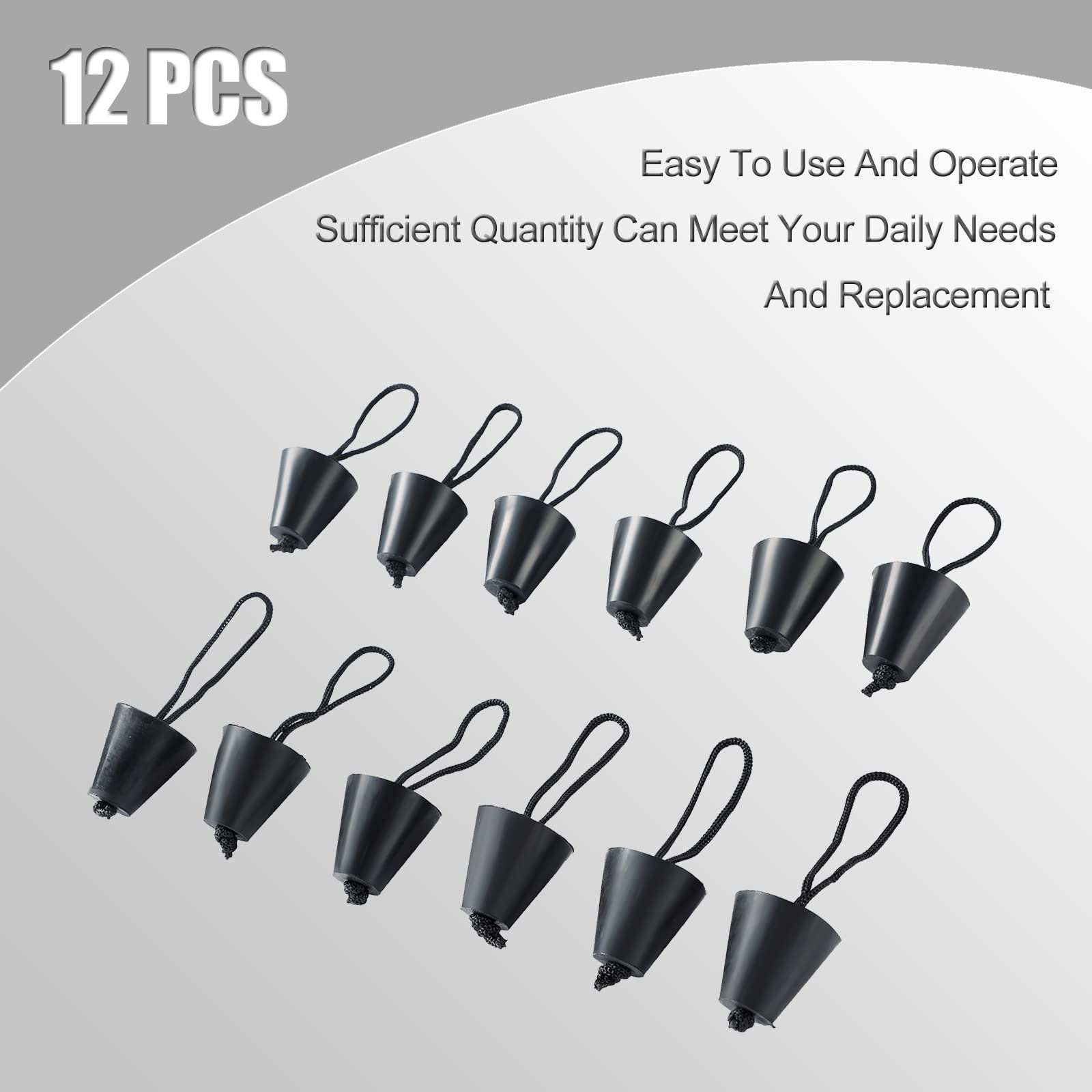 weyleity 12 Pieces Kayak Scupper Plugs Kit Universal Silicone Scupper Plugs for Kayak Drain Holes Stopper Bung with Lanyard Lifetime Kayak Accessories(Black)