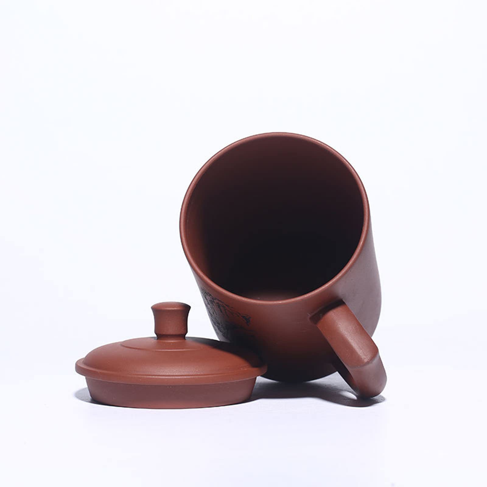 XIYUAN Yixing Zisha Tea Cup, Fine Handmade Purple Clay Tea Cup with Lid, Chinese Ceramic Tea Cup Coffee Cup 19oz Use for: Home Party, Office, Reception Room