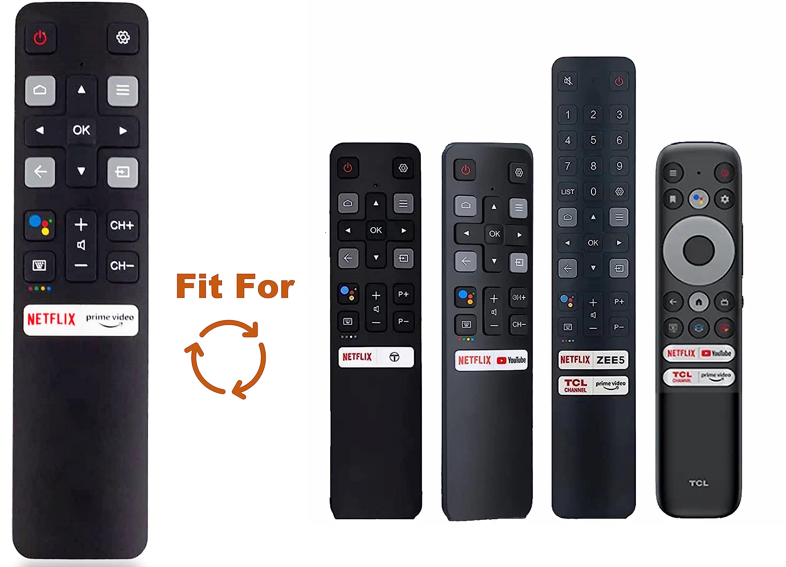Remote RC802V FNR2 Fit for TCL Android 4K Smart TV 40S334 50S434 55S434 75S434 40S330 70S430 32S334 55S435 50S435 43S434 32S6500A 65P8S 65P8 49S6800FS 32S6500S 32A325 [NO Voice Function]