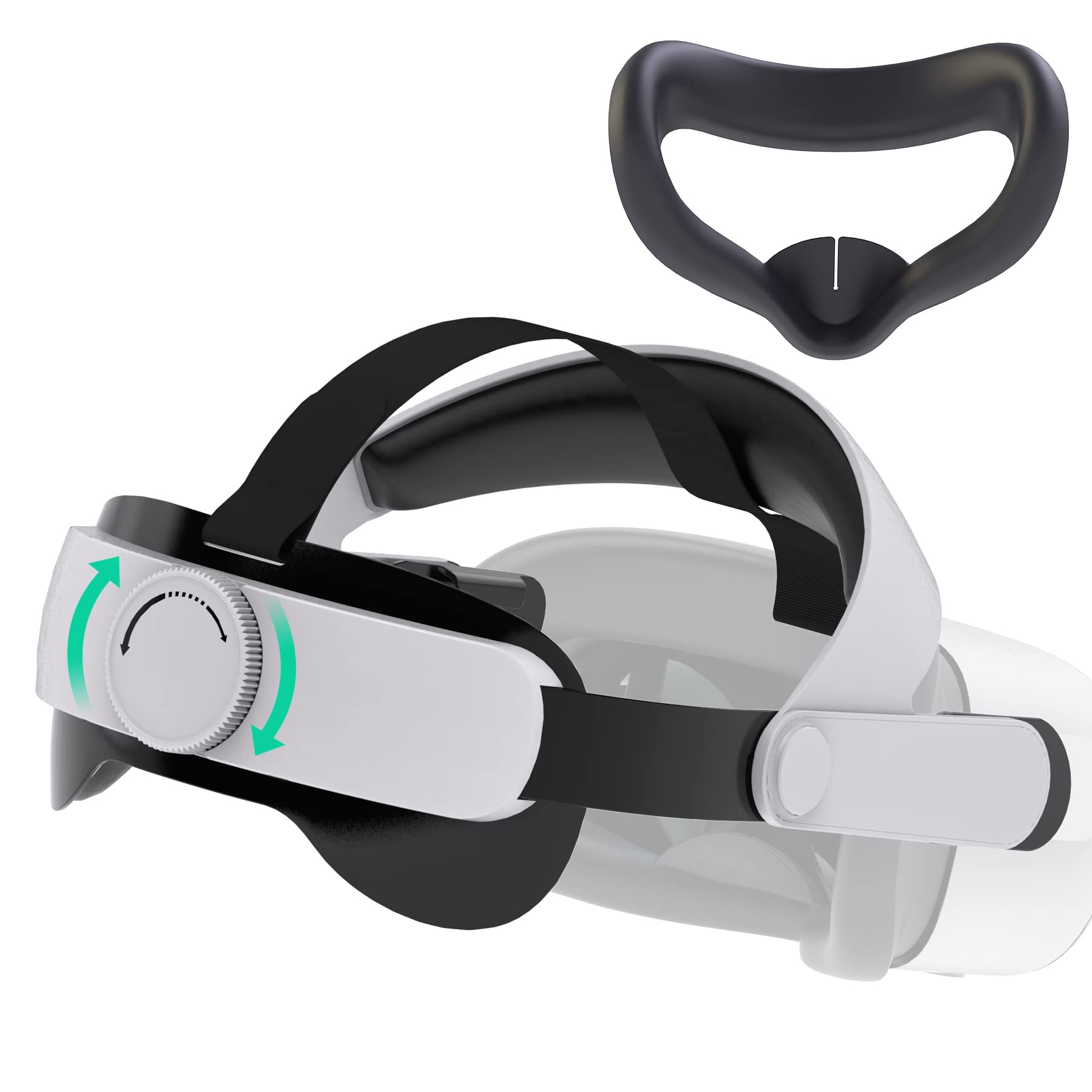 SEVENKA Head Strap for Meta Oculus Quest 2, Replacement for VR Headset Elite Strap with Silicone Face Cover, Lightweight VR Accessories, Enhanced Support and Comfort in VR, Reduce Head Pressure