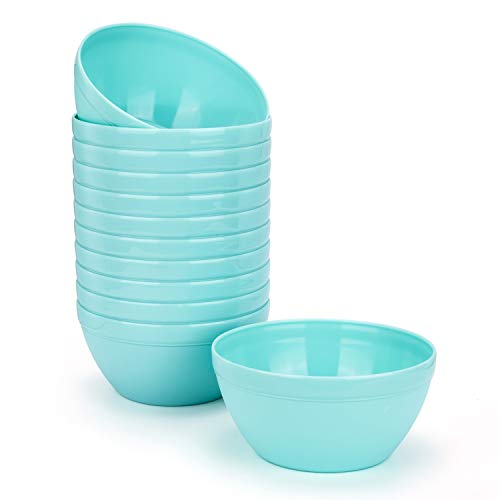 Unbreakable 30-ounce Plastic Bowls Salad Bowls Cereal Bowls - Dishwasher safe, BPA Free (12, Teal)