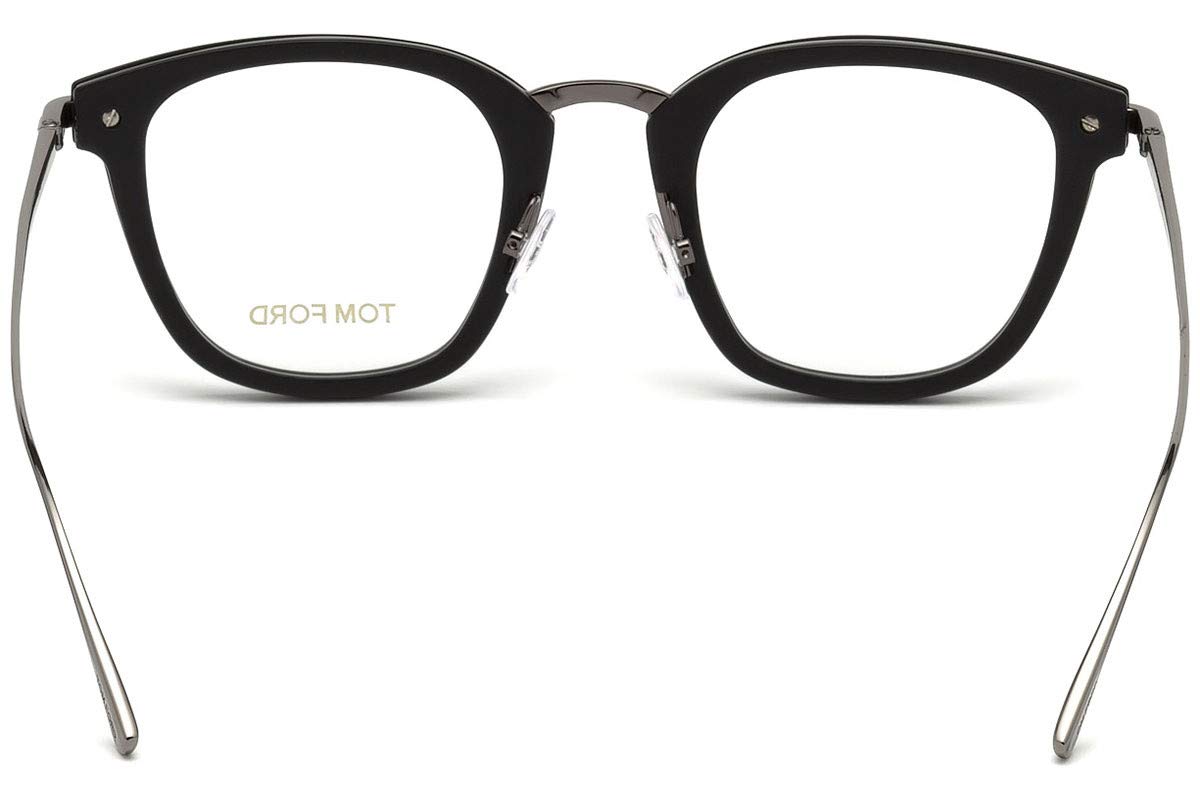 Tom Ford FT5496 Square Eyeglasses Acetate/Metal TF5496 (005 Matte Black/Ruthenium, 47)
