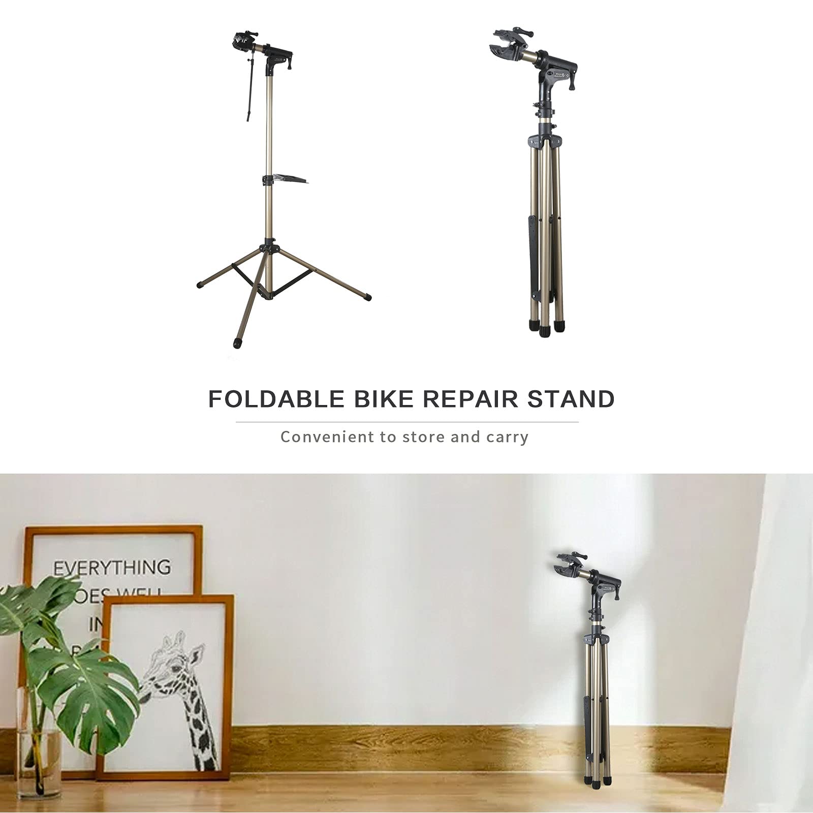 SLIVERY&CHAVALIER Bike Repair Stand Home Bicycle Workstand Foldable Height Adjustable Aluminum Alloy Bike Workstand with Quick Release for Road & Mountain Bikes, Max Load 66LBS