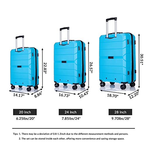 Tripcomp Luggage Sets Hardshell Travel Durable Suitcase Sets with Spinner Wheels TSA Lock, Carry-on,Luggage 3piece Set (20inch/24inch/28inch) (Navy Blue)