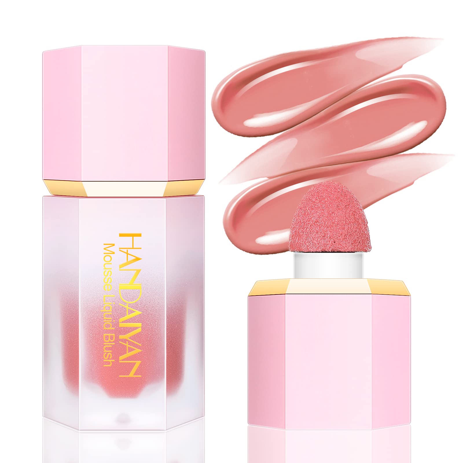 Soft Cream Liquid Blush, Makeup Blush for Cheeks Lightweight Natural Blush Stick with Cushion Applicator Silky Smooth Skin Moisturizing (mystery)