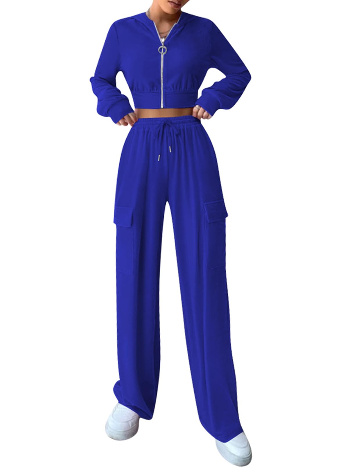 Womens Fall Velour 2 Piece Tracksuits Outfits Fashion Casual Solid Long Sleeve Zipper Velour Sweatsuits for Going out Party Pink