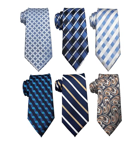 Wehug Lot 6 PCS Men's Ties Silk Tie Woven Necktie Jacquard Neck Ties Classic Ties For Men style022