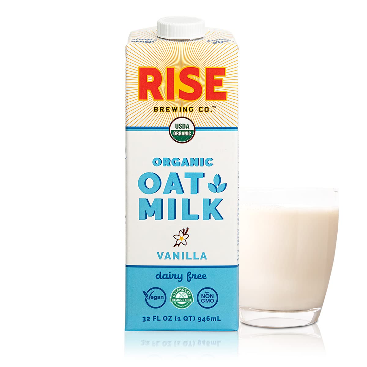 RISE Brewing Co. Vanilla Oat Milk USDA Organic & Non-GMO, Vegan & Non-Dairy, 32 fl. oz. Cartons (6 pack)
