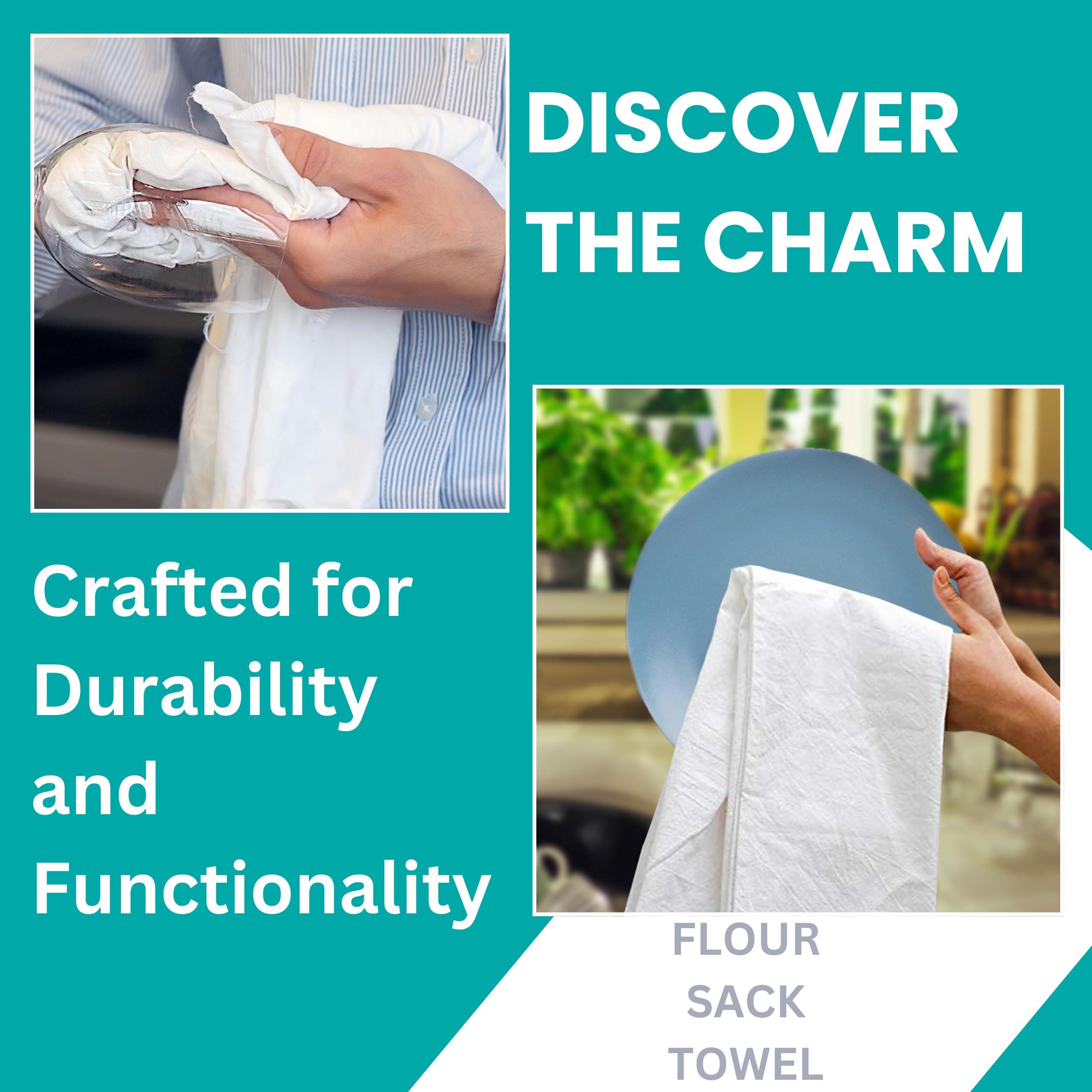 WHITESTEM Flour Sack Dish Towels | 13βX13β | 25-Pack | White | 130 Thread Count Ring Spun Cotton, Blank Towels for Easter, Kitchen Dish Towels, Kitchen Towels, Hand Towels, Tea Towels and Dish Cloths