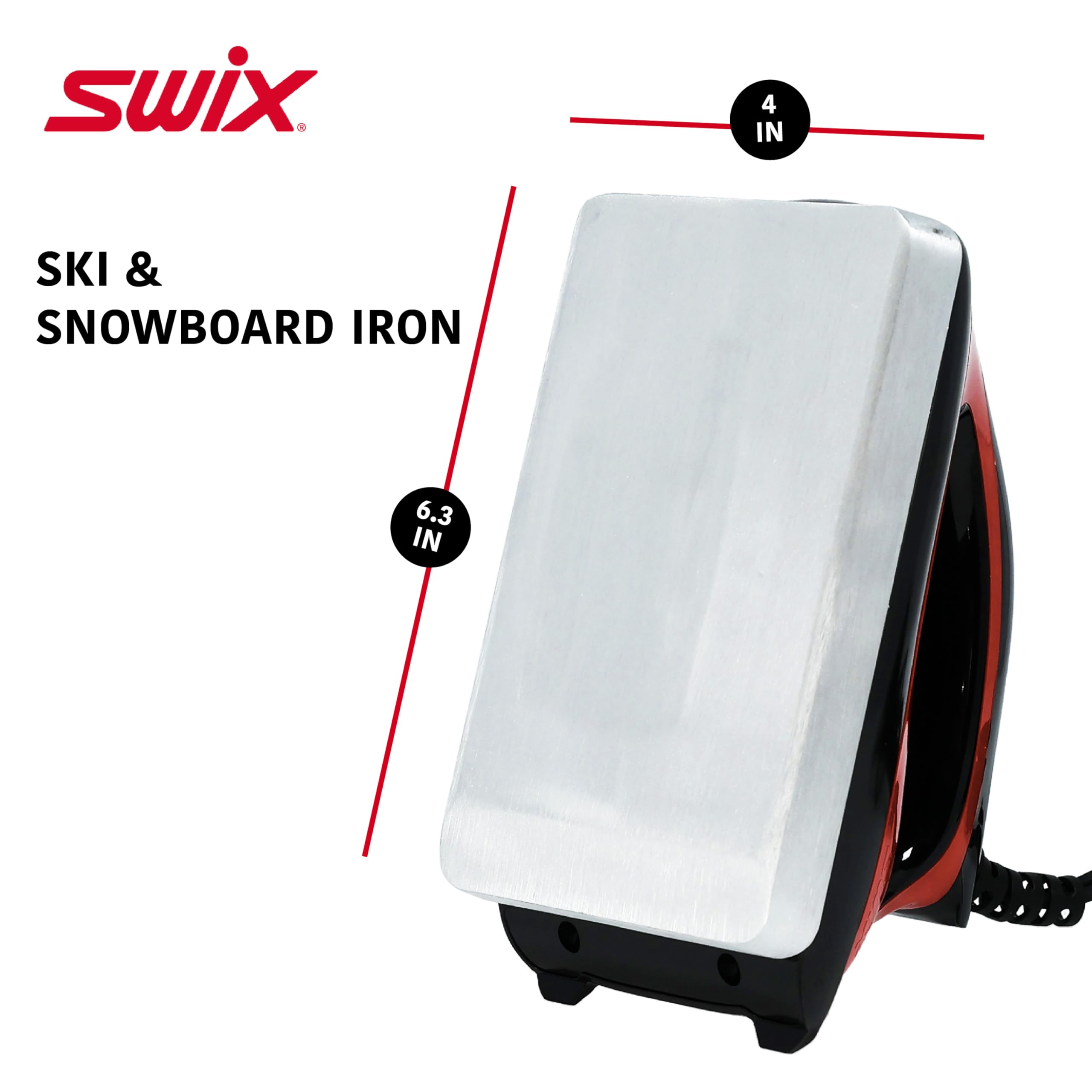 Swix DIGITAL Ski & Snowboard Wax IRON - Red - 18mm Base Plate - Adjustable Temperature for all waxes (T73D110)