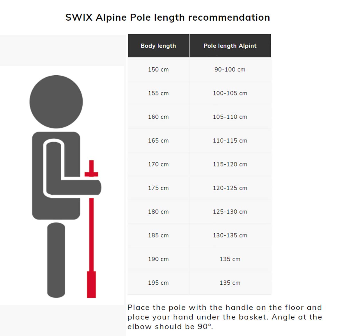 Swix Tech Junior Performance Aluminum Ski Poles, 95 cm, Grey