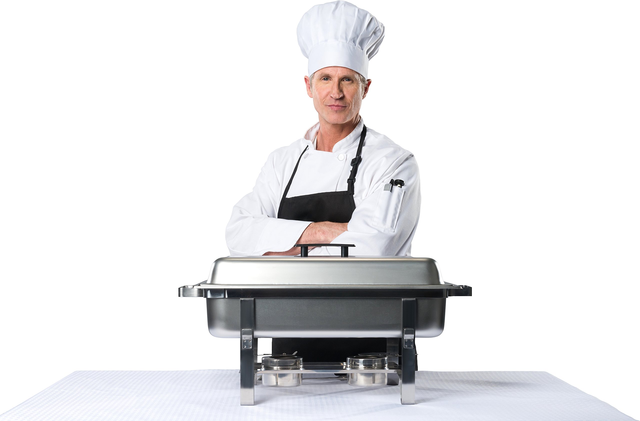 Tiger Chef 8 Quart Full Size Stainless Steel Chafer and 3 1/3rd Size Chafing Dishes Food Pans and Cool-Touch Plastic on Top