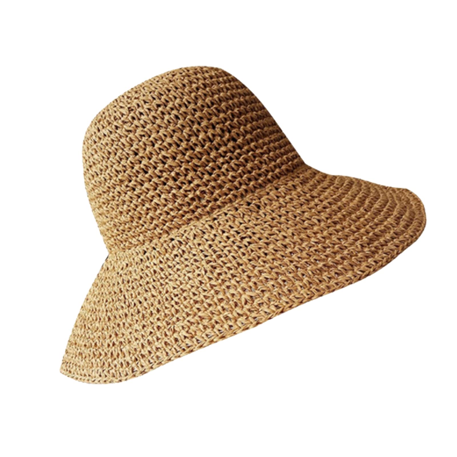 Womens Sun Straw Hat Wide Brim Summer Hat Foldable Roll up Floppy Beach Hats for Women Girl UPF 50+ (WS055)