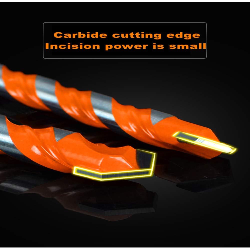 TOEGA 7Pcs Ultimate Drill bits,Concrete Drill bit, Masonry bit bit with Tungsten Carbide Drill bit, Drilling and Punching Work kit for Ceramic Tile, Concrete, Brick, Glass, Plastic and Wood (Orange)