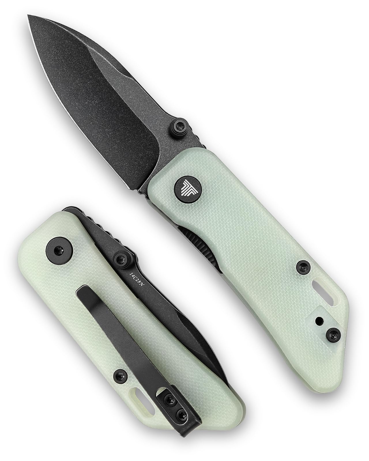 TRIVISA Folding Knife for EDC,2.32in Sandvik 14C28N Stainless Steel Blade, G10 Handle with Clip,Thumb Studs Pocket Knives Gift for Men,Bootes-03
