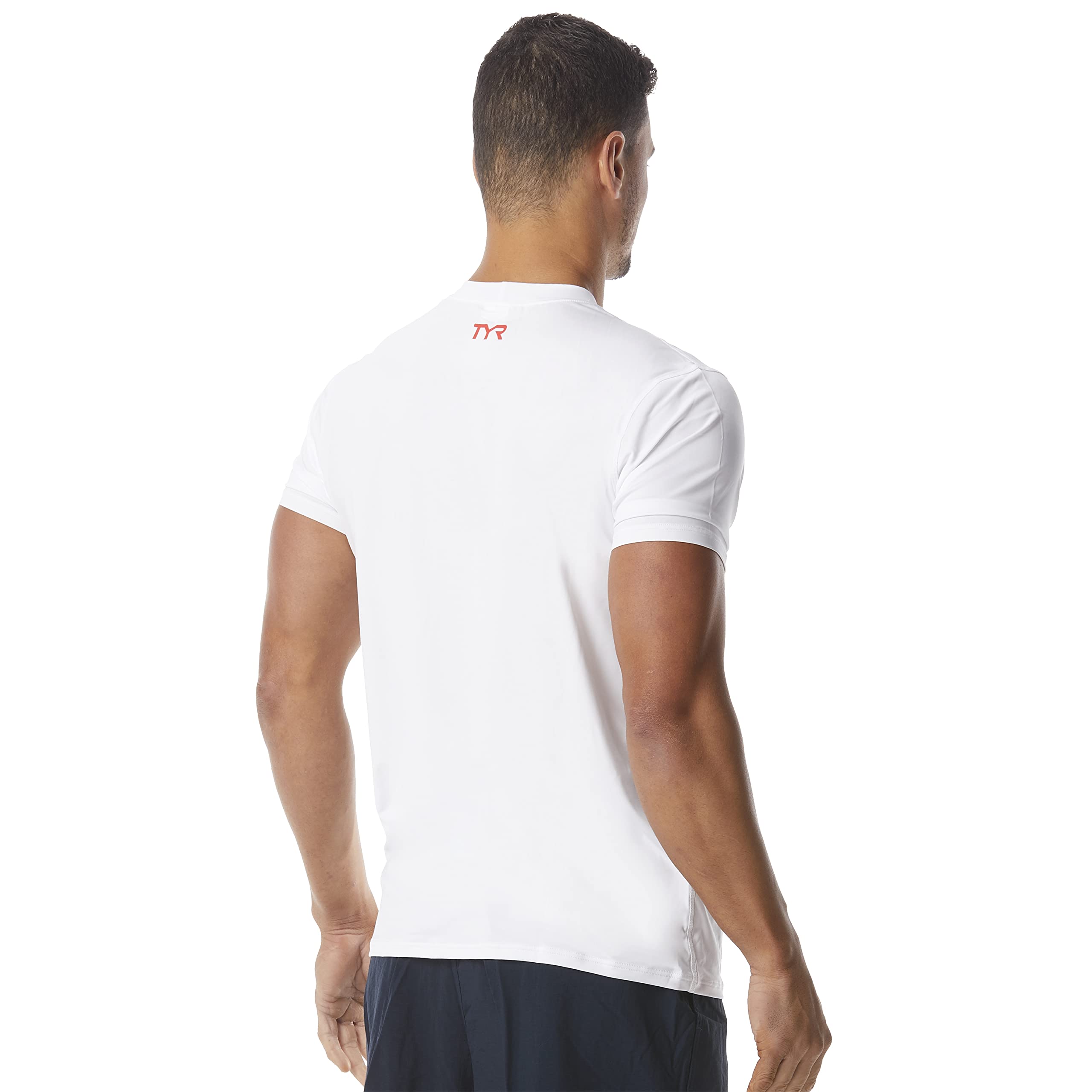 TYR Men's Standard Guard Short Sleeve Rashguard, White, Small