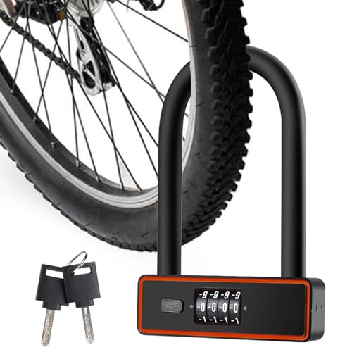 U Lock Heavy Duty, Motorcycle D Lock with 4 Digit for Safety, Anti Theft Combination U Lock,U Bolt Lock, Resettable Lock for Motorcycle, Bicycle Code Lock for Road