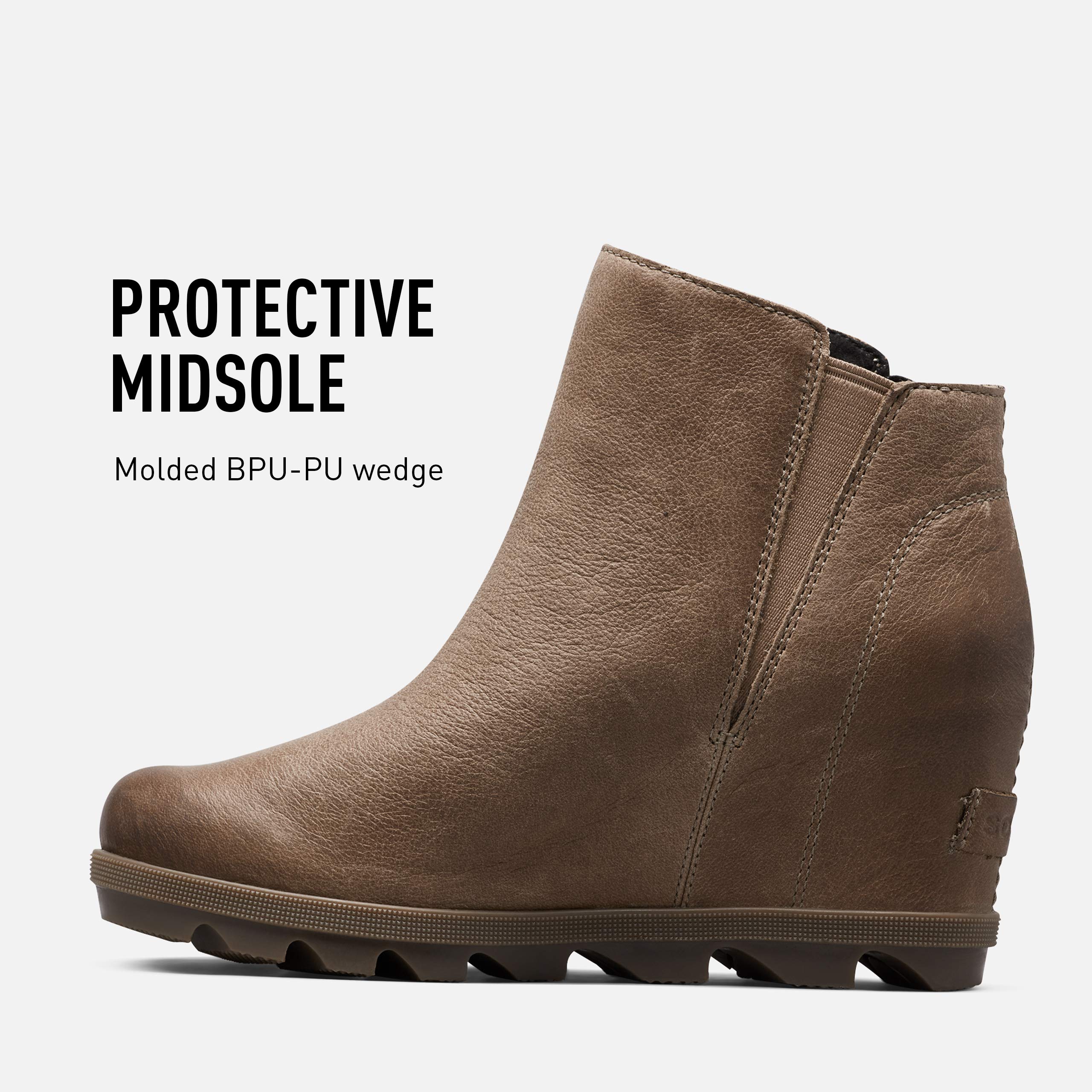 Sorel Womens Joan of Arctic Wedge II Zip Winter Waterproof Ankle Boots - Ash Brown - 10.5