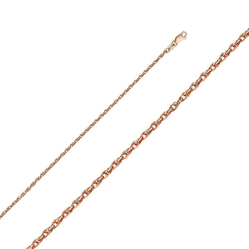 Wellingsale 14k Rose Gold 2mm 14k Rose Gold Double Link HOLLOW Rope Chain Necklace - 16"