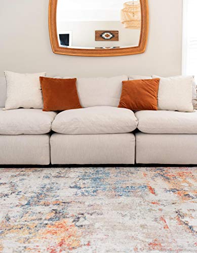 Unique Loom Rainbow Collection Area Rug - Dispersive (5' 3" x 7' 10" Rectangle, Multi/ Beige)