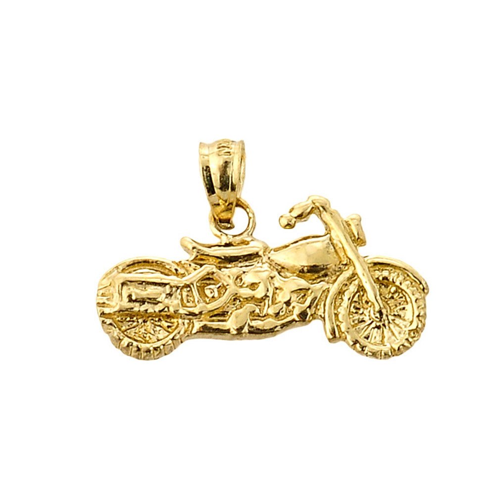 Trendy Necklaces 14k Yellow Gold Polished Charmed Motorcycle Charm Pendant