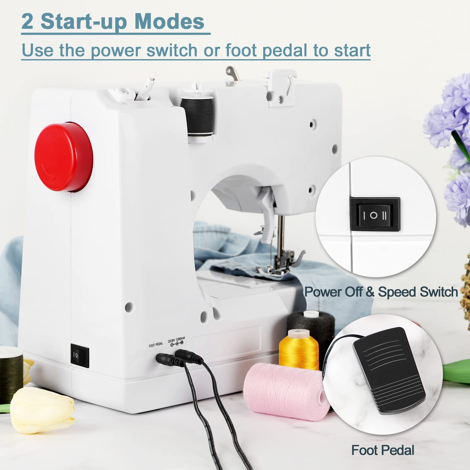Sewing Machine for Beginners Mini Portable Sewing Machine with 12 Built-In Stitches Heavy Duty Handheld Electric Sewing Machine for Kids, Adjustable Speed & Great for Beginners, Grey