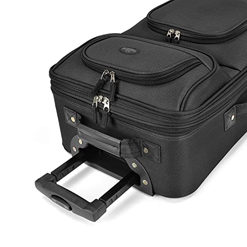 U.S. Traveler Rio Rugged Fabric Expandable Carry-on Luggage Set, Black, 2 Wheel, Set of 2