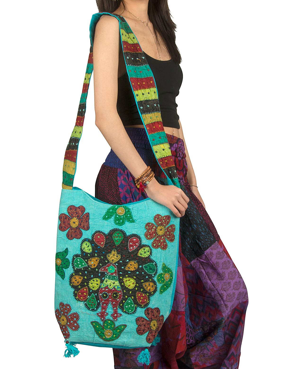 Tribe Azure Hobo Peacock Shoulder Bag Women Handbag Messenger Crossbody Casual Blue Sling Slouch Hippie