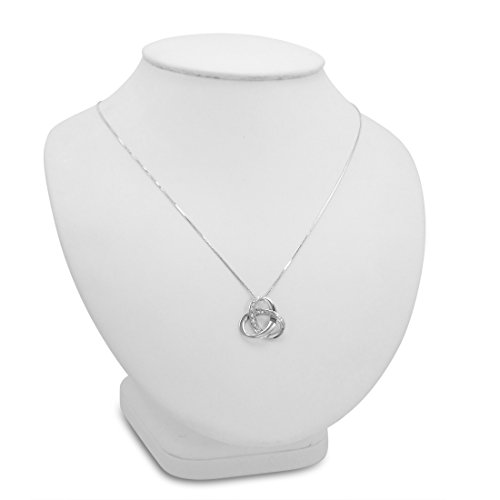 Sterling Silver REAL Diamond Love Knot Pendant Necklace for Women on an 18inch Sterling Silver Box Chain