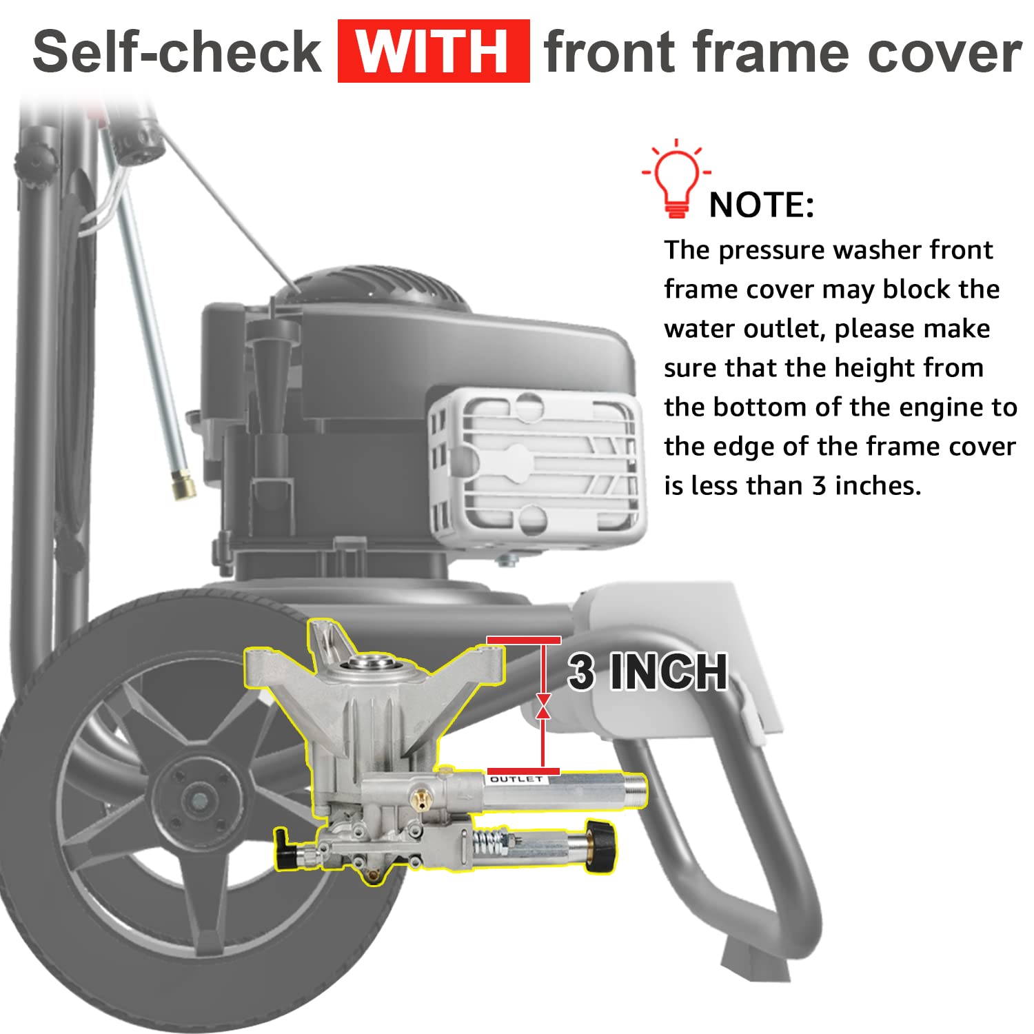 YAMATIC 7/8" Shaft Vertical Pressure Washer Pump, 2600-3000 PSI @2.3 GPM OEM & Replacement Pump for Power Washer, Replacement with Troybilt, Briggs&Stratton, Craftsman, AR, Honda Front Inlet/Outlet