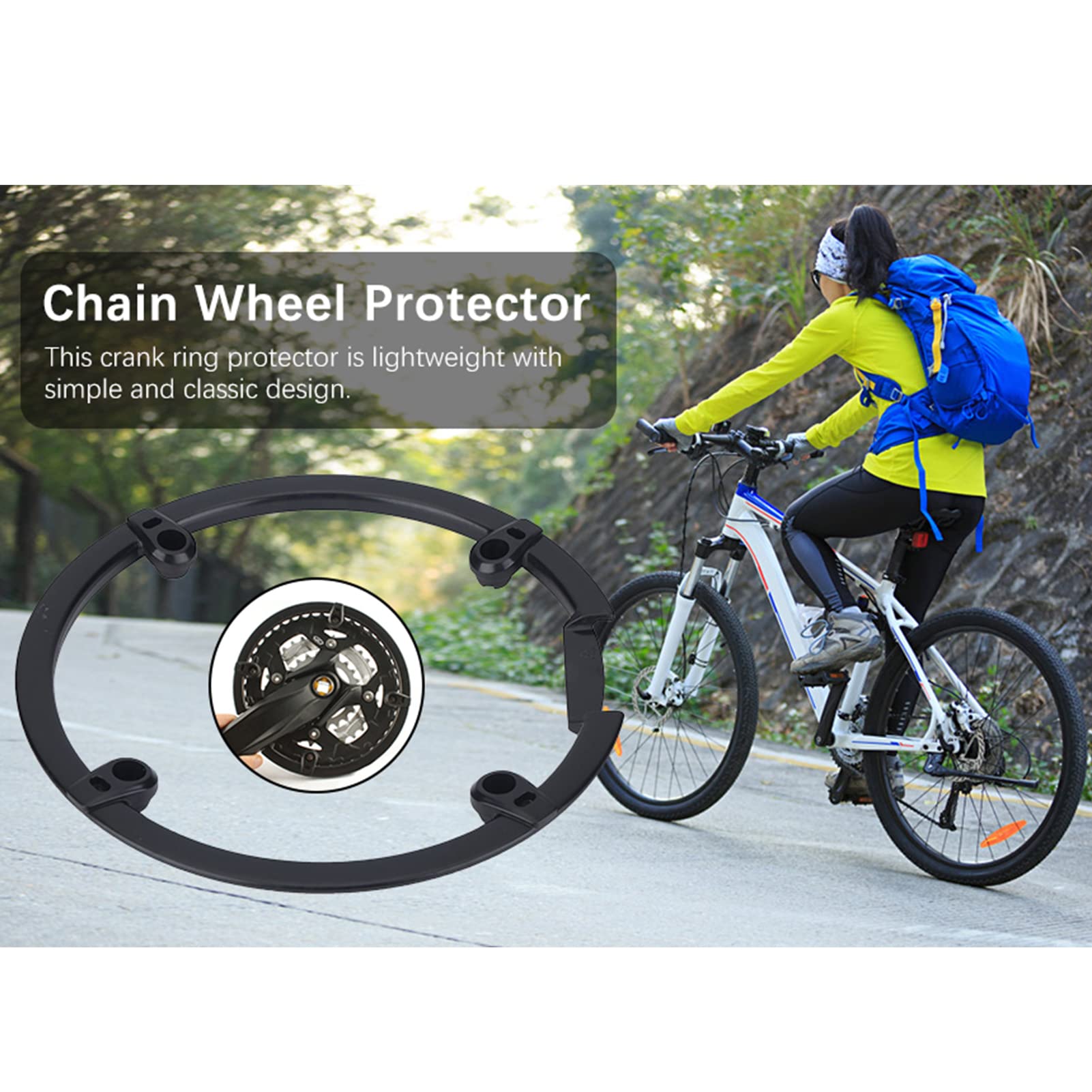 ROBTLE Crank Ring Protector, Plastic Mountain Bike Chain Guard Protector Bicycle Chain Wheel Crankset Support Protection Cover Accessories Suitable for M430 M590 M390, Black