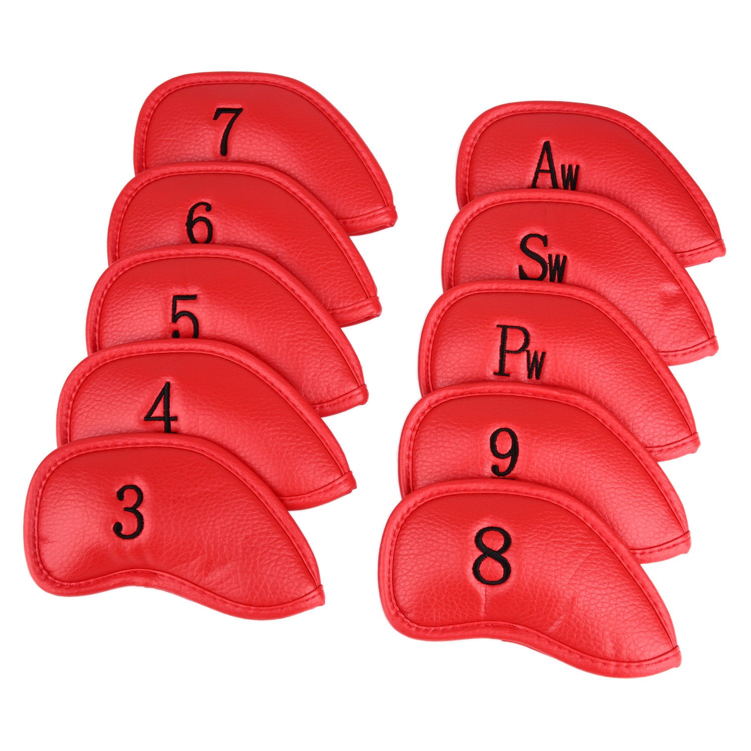 Sword &Shield sports 10X Golf Iron Head Covers Set Headcovers Skull Iron Club Cover for Taylormade Ping (Red)