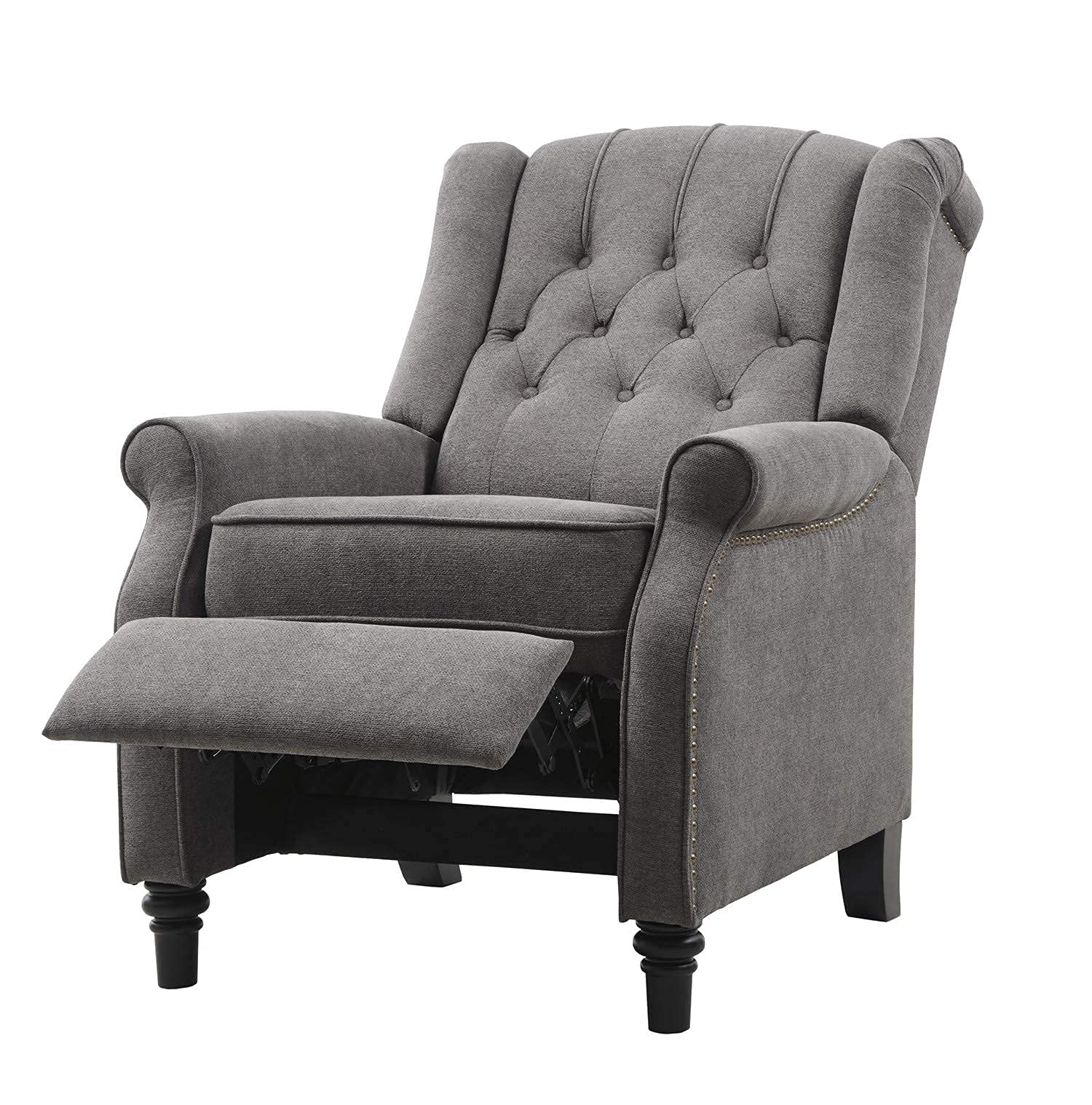 YANXUAN Pushback Recliner Chair, Tufted Armchair with Padded Seat, Backrest,Nailhead Trim, Gray