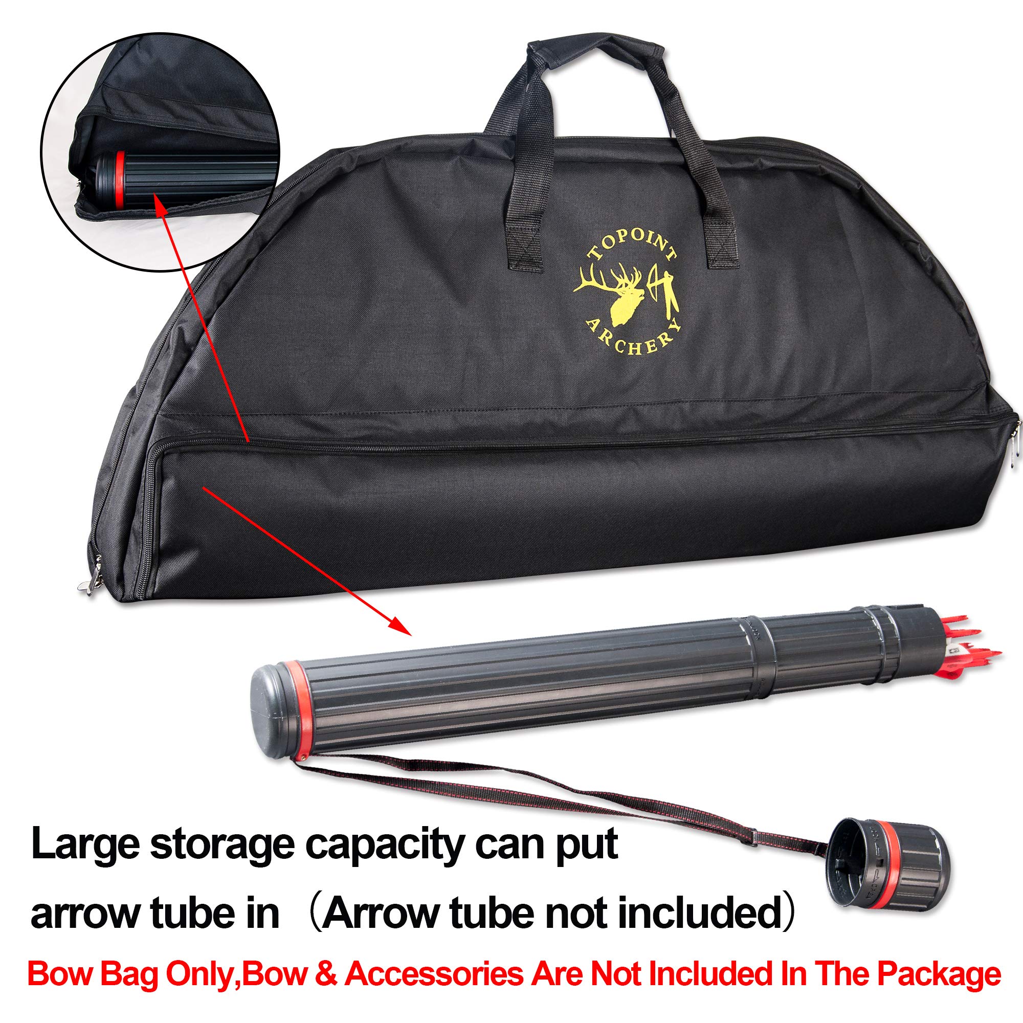 TOPOINT Archery Compound Bow Case Soft Bow Case Hunting Compound Bow Bag Padded Layer Foam Bow Holder Arrow Tube Protect Bow and Arrow Hunter Bow Archery Case (Black)