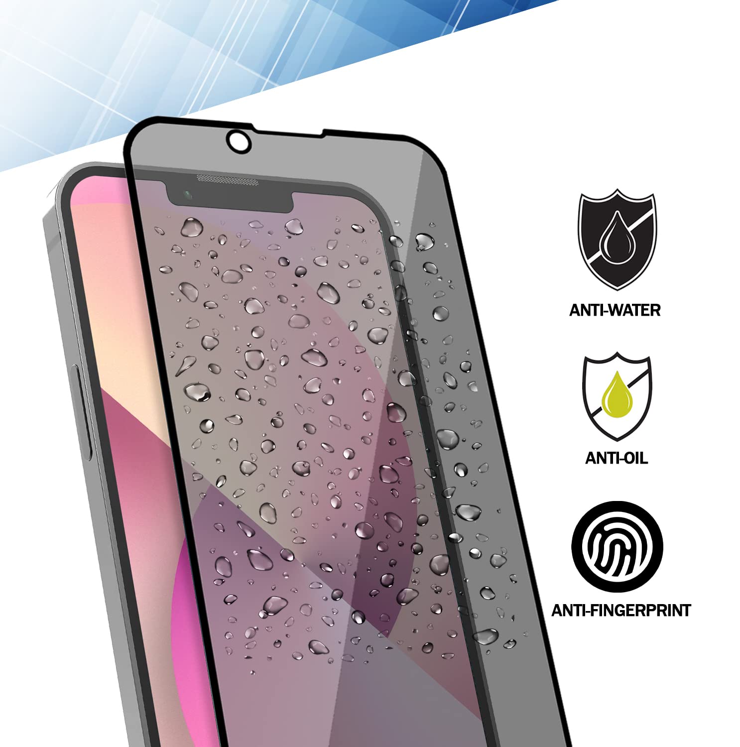 RKINC Screen Protector [2-Pack] for iPhone 14 Plus/iPhone 13 Pro Max 6.7-Inch, Privacy Tempered Glass Film Screen Protector, [Anti Spy][Anti-Scratch][Anti-Shatter][Bubble-Free][LifetimeWarranty]