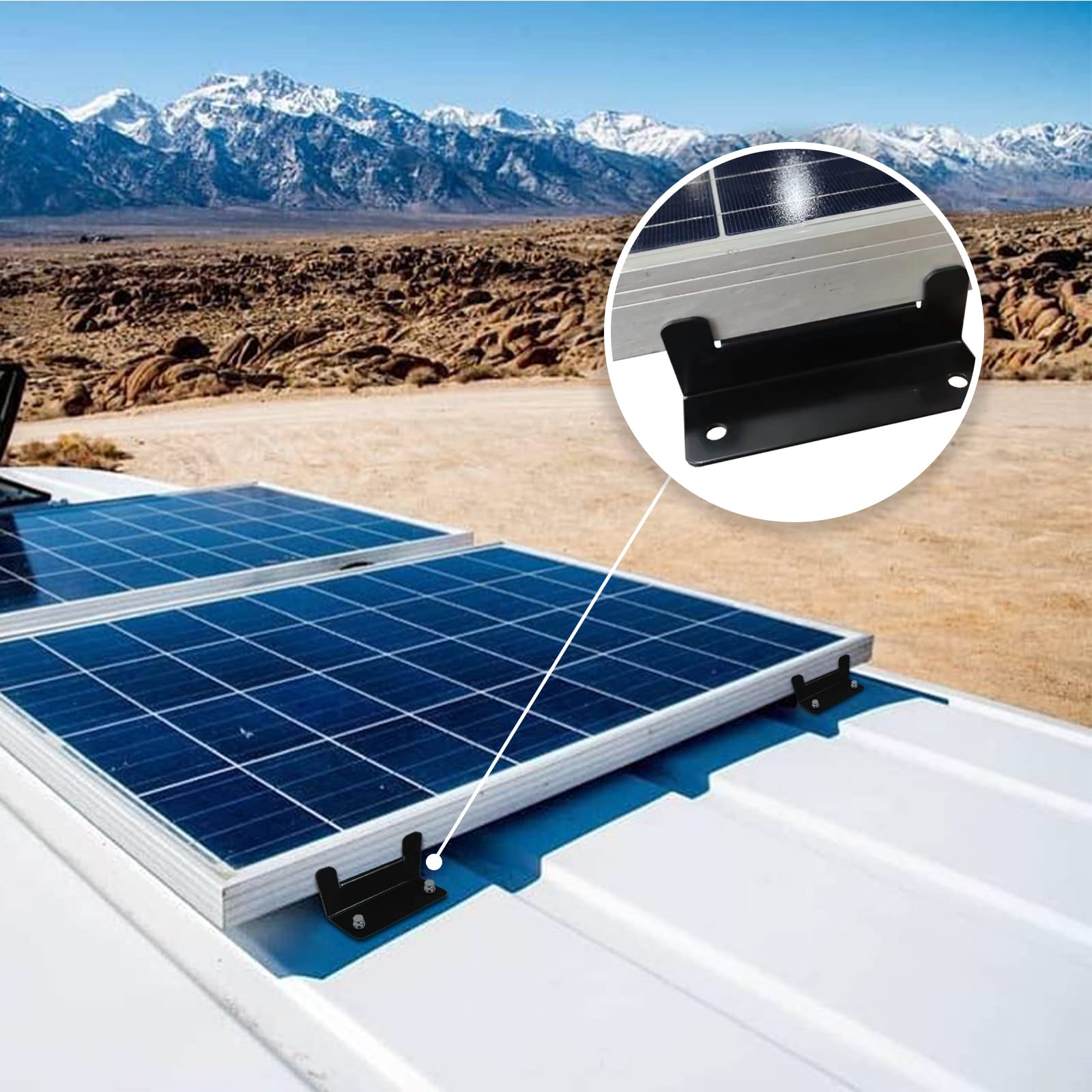WHS-Solarlive Z Brackets Solar Panel Mounting, Lightweight Aluminum Corrosion Free Construction for RVs, Trailers, Boats and Other Off Gird Roof Installation,4 Units per Set Black