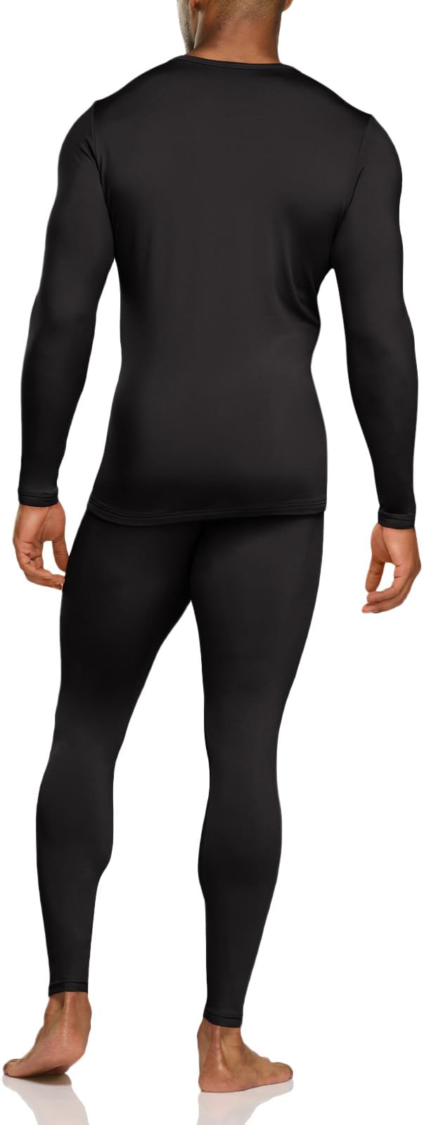 TSLA Men's Thermal Underwear Set, Microfiber Soft Fleece Lined Long Johns, Winter Warm Base Layer Top & Bottom, Soft Micro Fleece Fly-front Black, X-Large