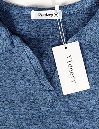 Workout Tops for Women Golf Tennis Polo Shirts Short Sleeve V Neck Loose Fit Plain Yoga T-Shirts Blue