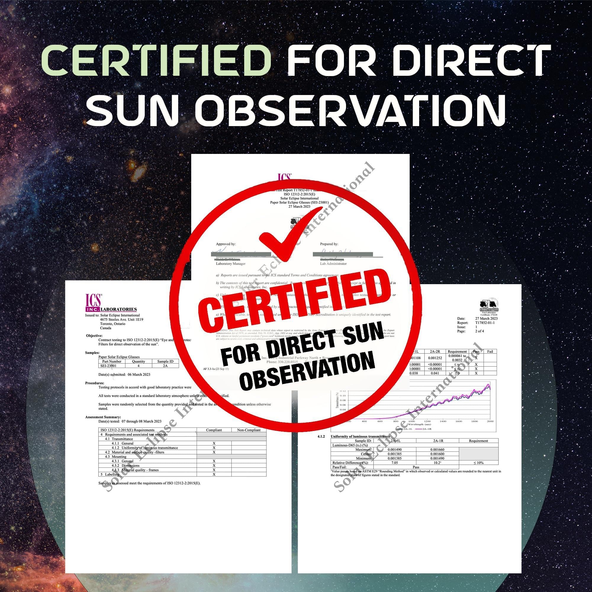 Solar Eclipse Glasses AAS Approved 2024 - [6 Pack] Trusted for Direct Solar Eclipse Viewing - ISO 12312-2 & CE Certified