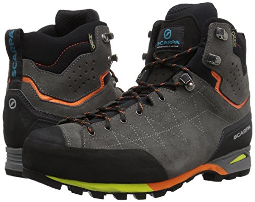SCARPA Men's Zodiac Plus GTX Waterproof Gore-Tex Boots for Backpacking and Hiking - Shark/Orange - 8.5