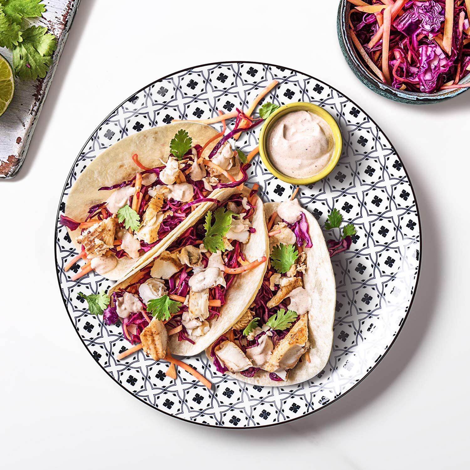 Y YHY 10β Ceramic Plates, Porcelain Dinner Plates Set of 4 for Salad, Pasta, Appetizer, Dessert - 4 Pattern for Thanksgiving & Christmas, Dishwasher & Microwave Safe