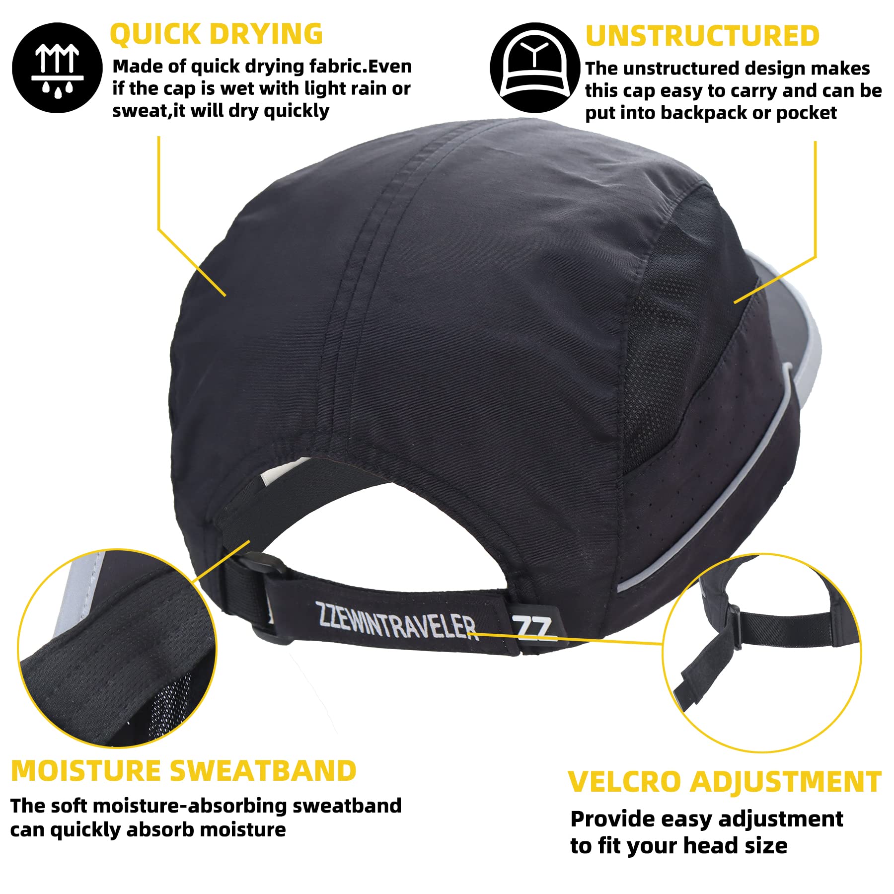 ZZEWINTRAVELER Reflective Quick Dry Hat - The UPF50+, Unstructured, Baseball Cap for Men and Women, Plum Purple