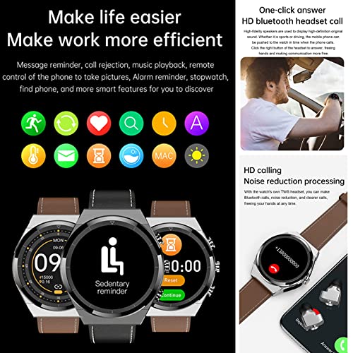 Tuanzi JM08 2 in 1 Smart Watch with Earbuds 1.28" Smartwatch TWS HiFi Stereo Wireless Headset Combo Bluetooth Phone Call for Android iOS (Black Silicone)