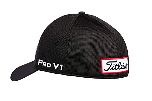Titleist Men's Tour Sports Mesh Golf Hat, Black/White L/XL