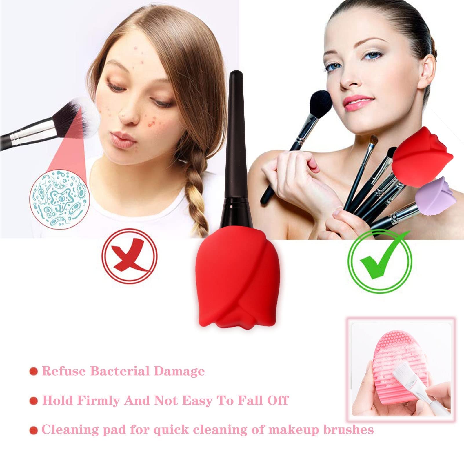 YZRYXHWL 6 Pack Makeup Brush Holder Size 3 Silicone Makeup Brush Travel Makeup Brush Cover Reusable Makeup Brush Protector Protective Brush Makeup Organizer Comes with Makeup Brush Cleaning Pad