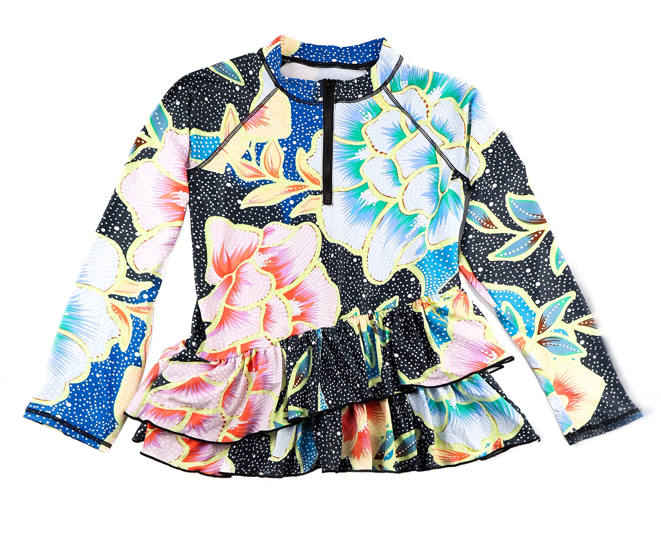 Women's Rash Guard Top (Medium, Diagnol Frill Hem Line)