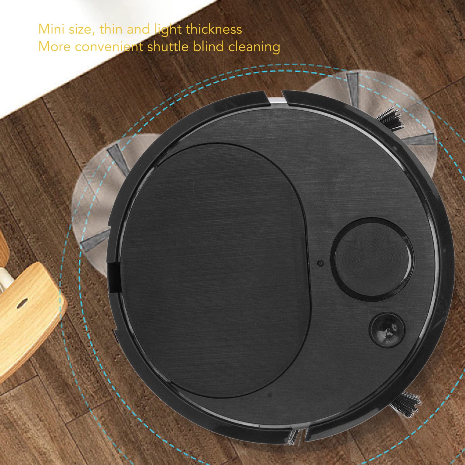 Smart Robot Vacuum Cleaner Multifunctional USB Charging Mini Sweeping Robot for Floors (Black)