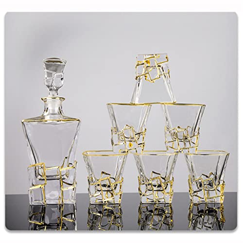 YANGRRJ Luxurys Gold-painted Whisky Bottle Set Creative Crystal Glass Wine Glass Beer Glass Wine Set (Color : D, Size : 1)